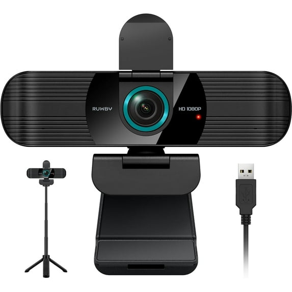 Full HD 1080P Webcam with Built-in Dual Mics, Wide-Angle Lens, Privacy ...