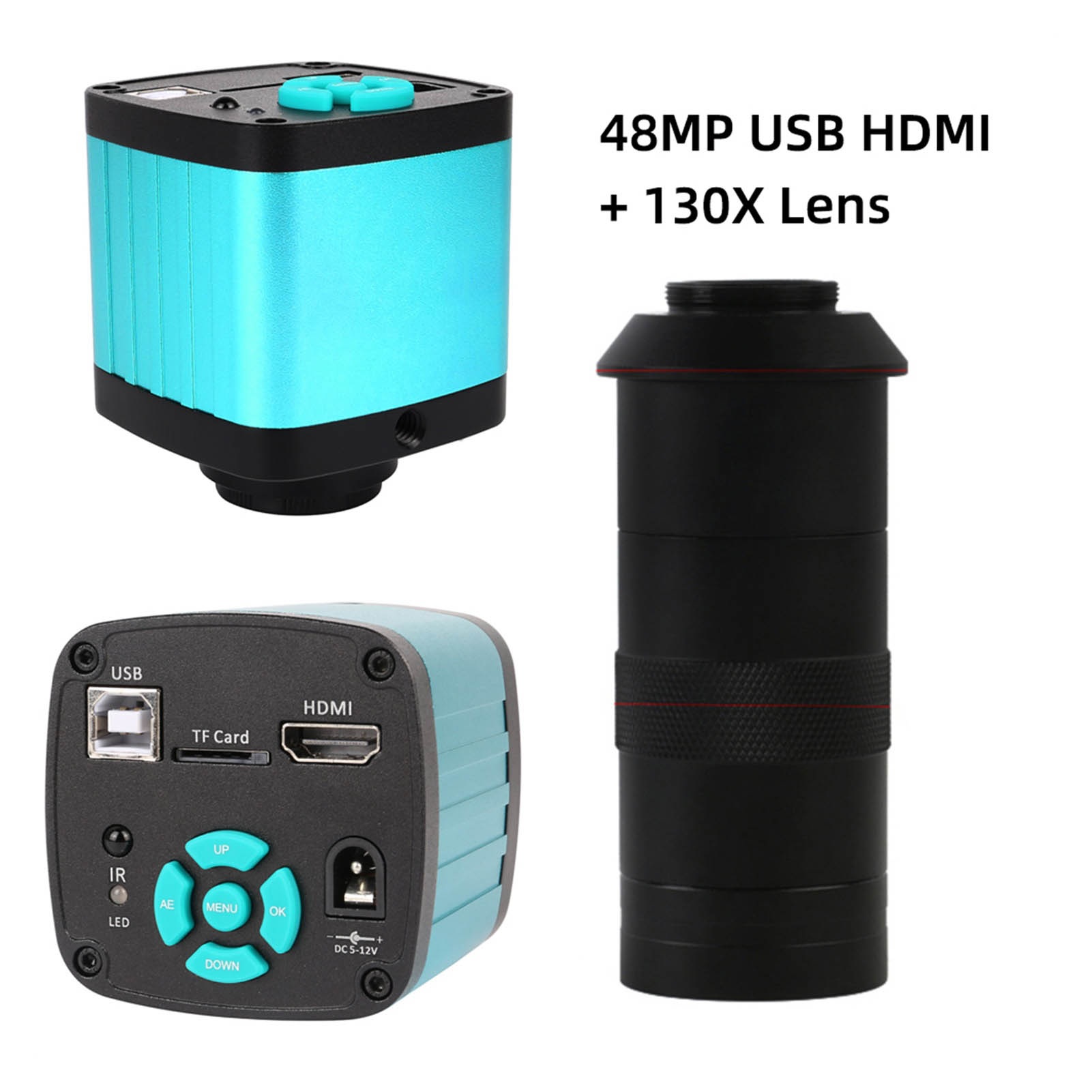 Full HD 2K 48MP 21MP Video Lab VGA HDMI USB Microscope Camera 130X 180X ...