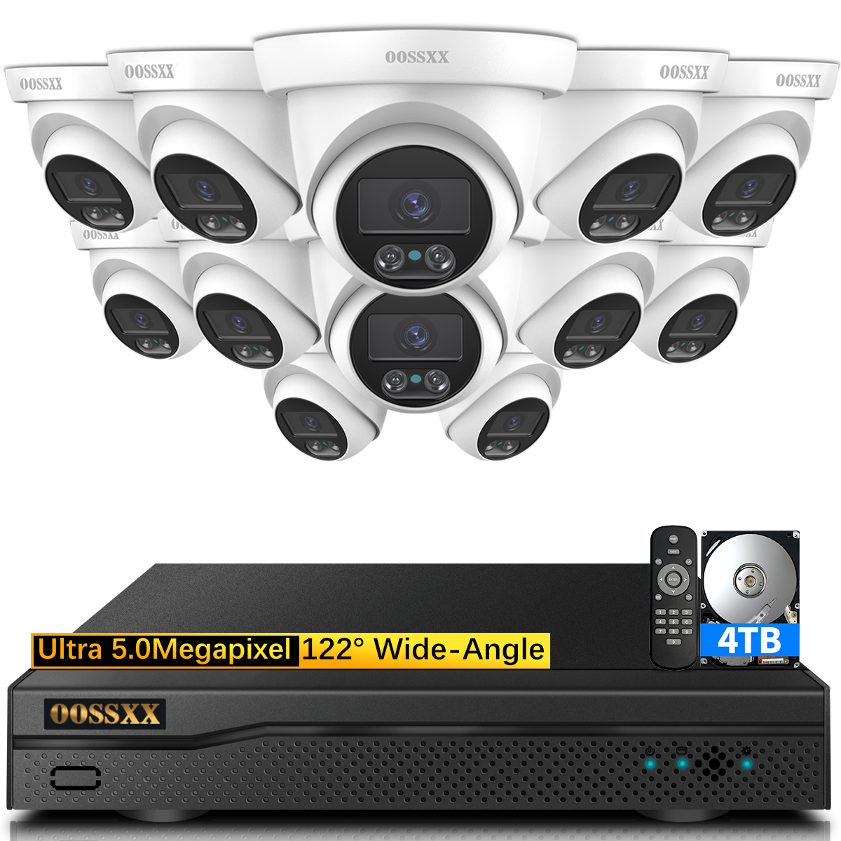 OOSSXX Home Video Surveillance Cameras System with 80Ft Night Vision ...