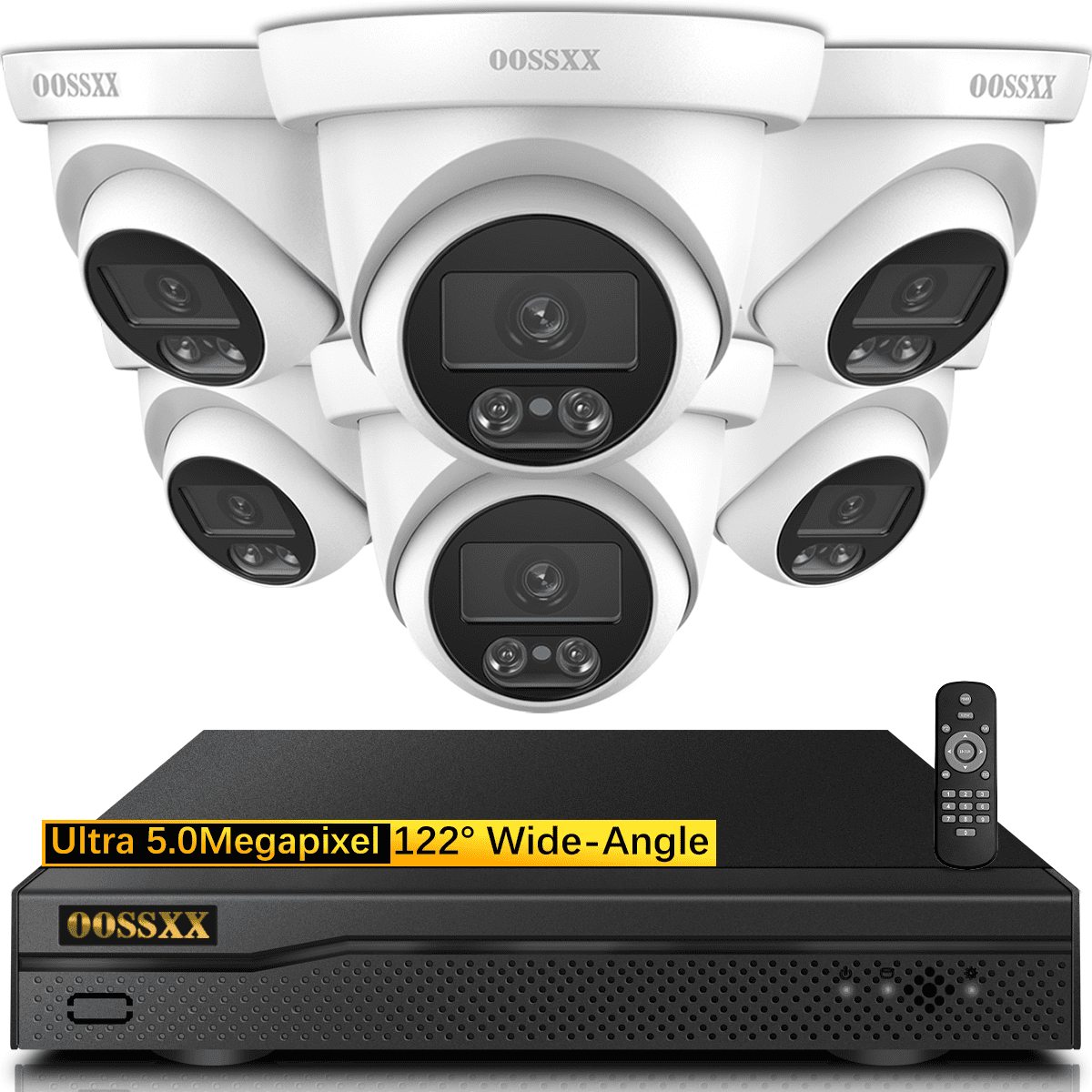 OOSSXX Wired Camera Security System with 80FT Night Vision,No Hard ...
