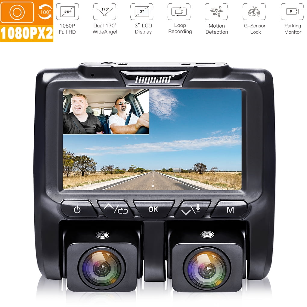 TOGUARD Uber Dual Dash Cam, Full HD 1080P Front and Inside Car Camera ...
