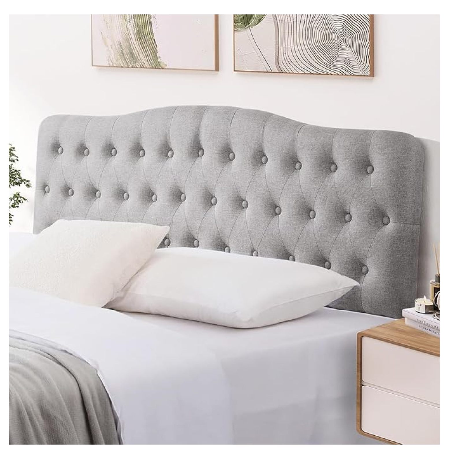Full Headboard Upholstered, Button Tufted Headboards Adjustable Height ...