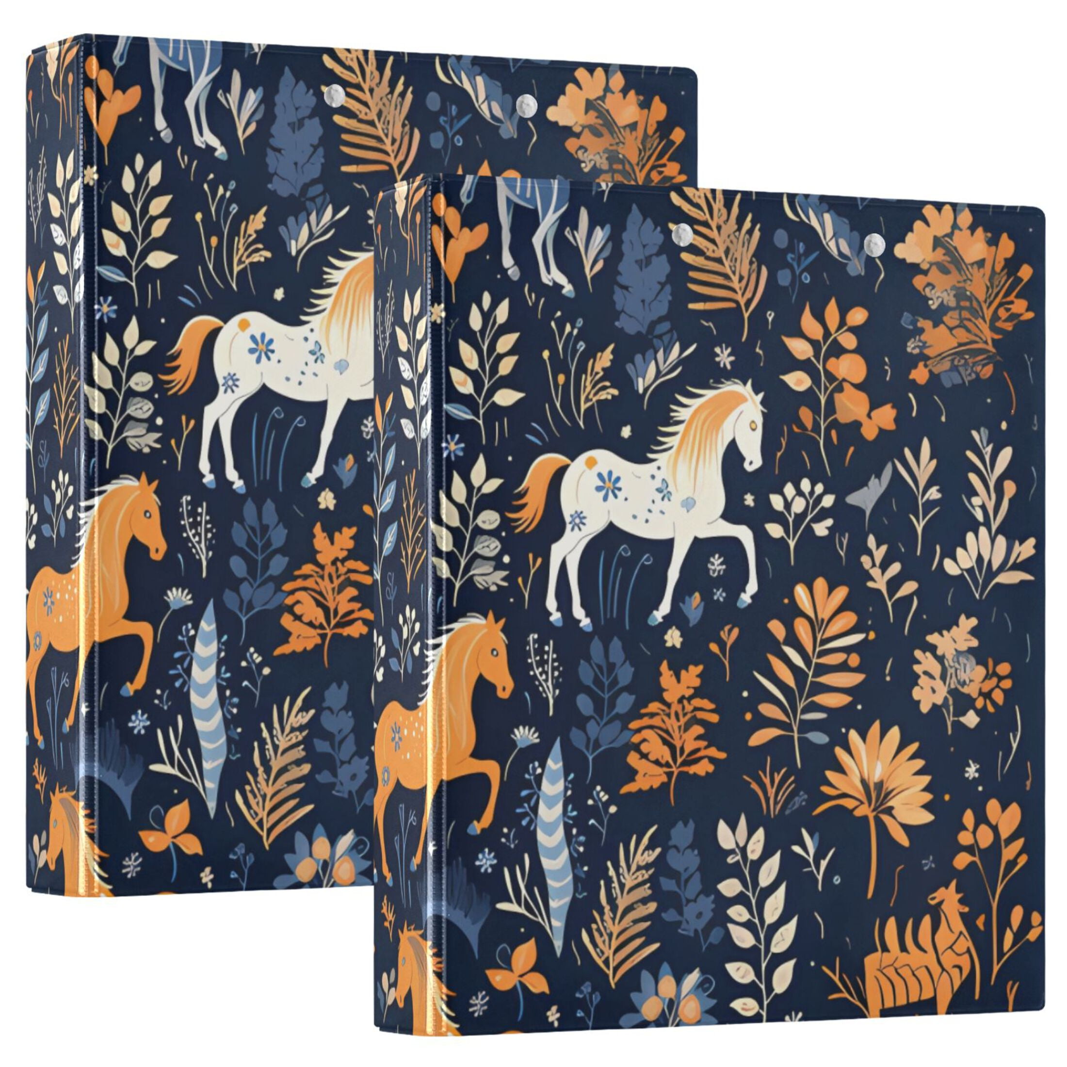 Full Horses Leaves 3 Ring Binders 1.5 inch Hardcover File Folders with ...