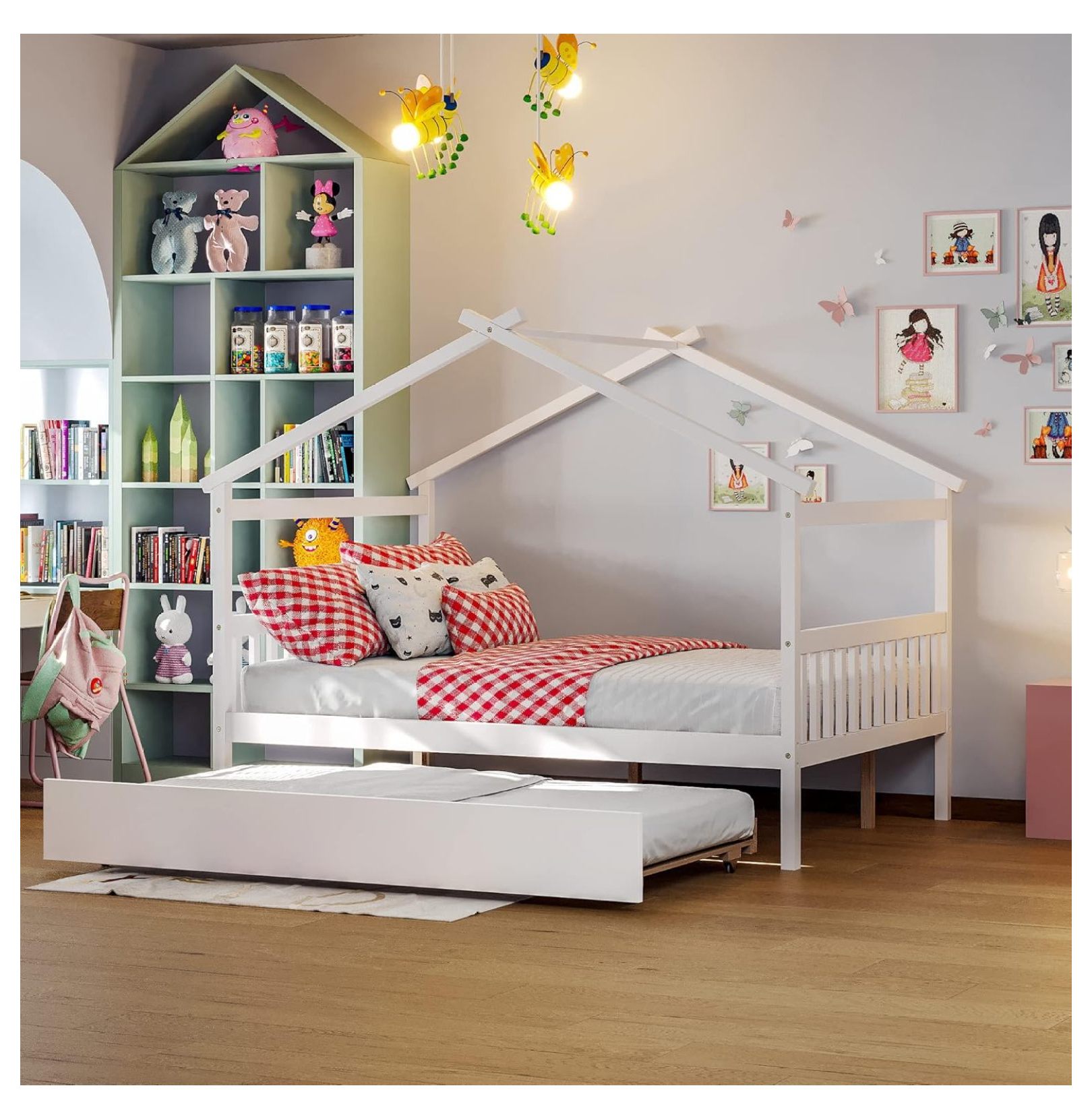 Full House Bed for Kids, House Bed with Trundle,Wooden Daybed Platform ...