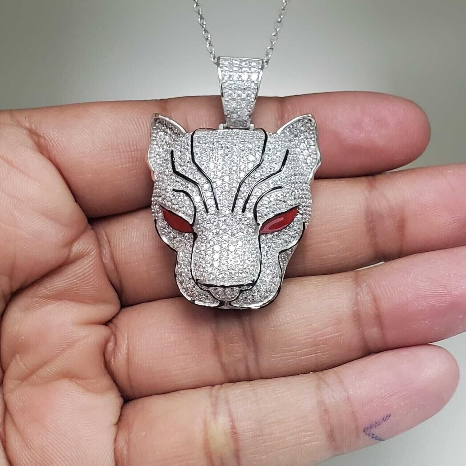 Full Iced Out Custom Big Panther Head Pendant Gorgeous Panther Face Hip ...