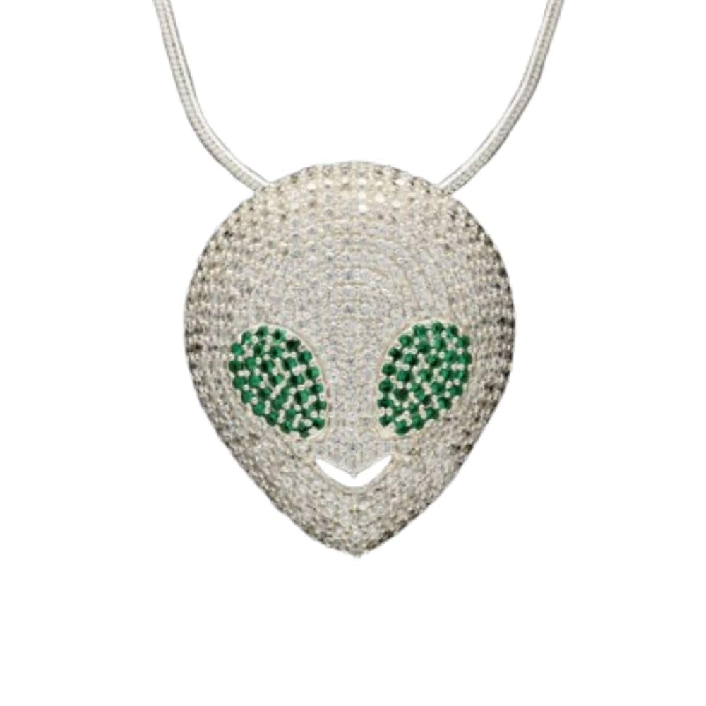 Full Iced Out Diamond Customized Alien Head Pendant 14K Gold Plated ...