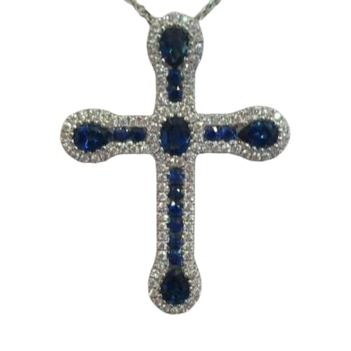 Full Iced Out Sapphire Diamond Hip Hop Bling Rapper Jesus Christ Cross ...