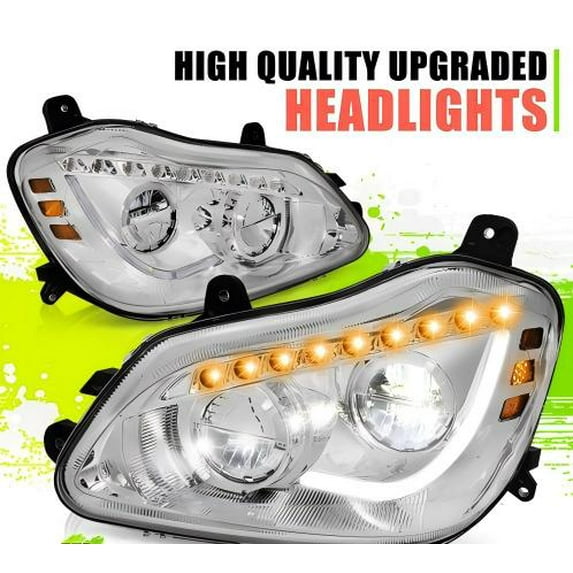Full LED DRL Sequential Turn Signal Headlight for Kenworth T680 13-21 ...