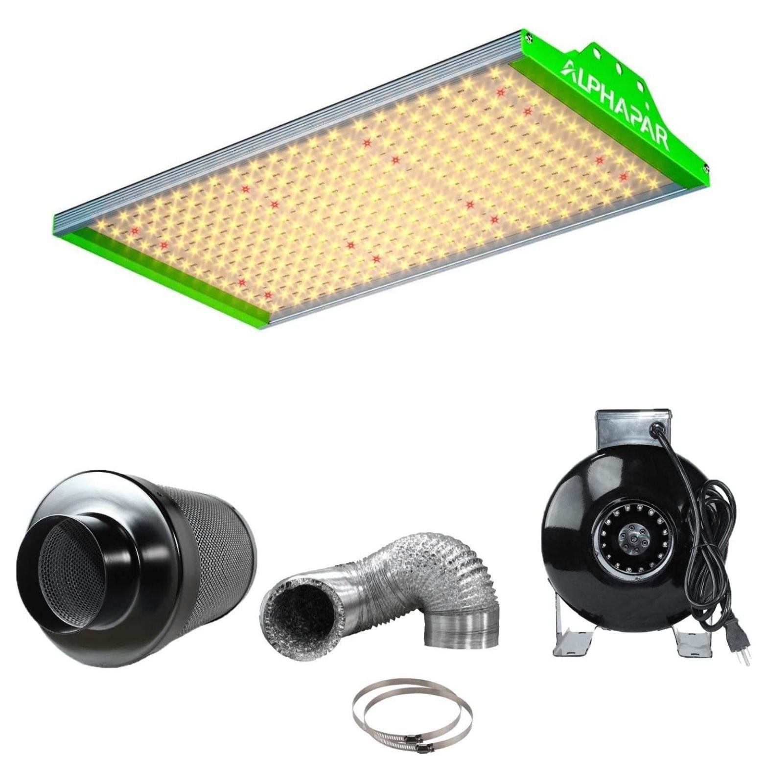 Full LED Grow Light Kit Sunlike 100W AlphaPar Grow Lamp+4" Fan Fiflter ...