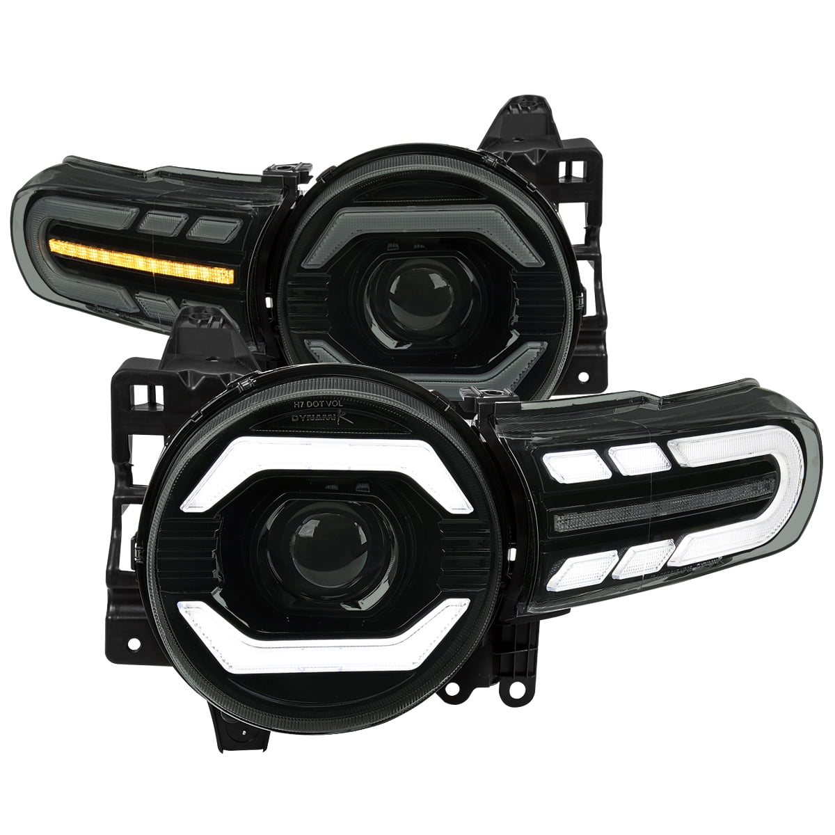 Full LED Projector Headlights with Sequential LED Turn Signal (Matte ...