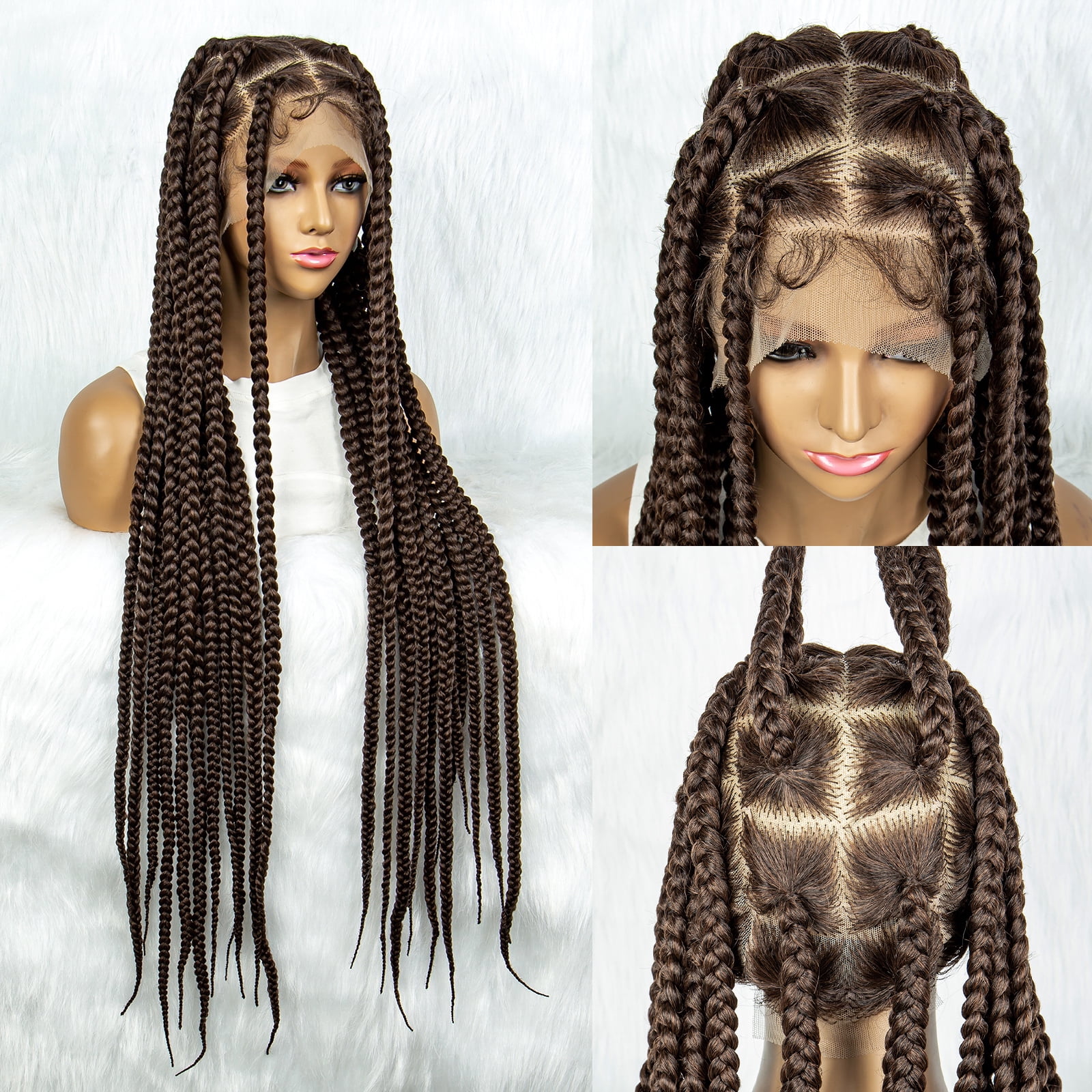 Full Lace Cornrow Braids Synthetic Lace Front Wig 1B/30 Color Brown 36 ...