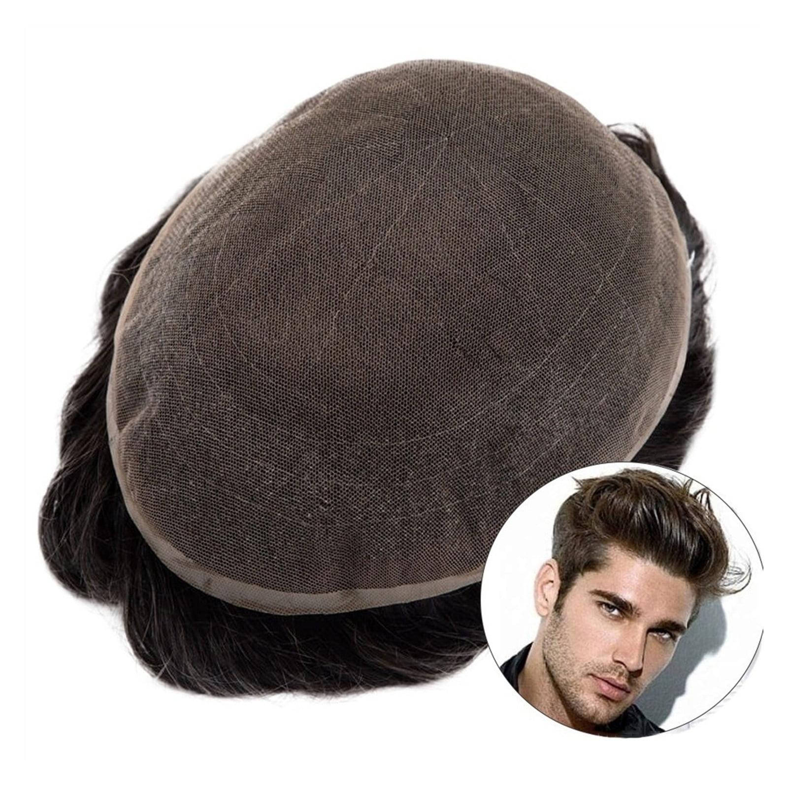 Full Lace Men's Toupee French Lace Base Human Hair Systems Breathable ...
