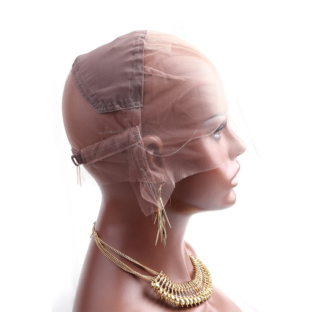 Full Lace Wig Cap with Adjustable Straps for Making Wigs, Medium Brown ...