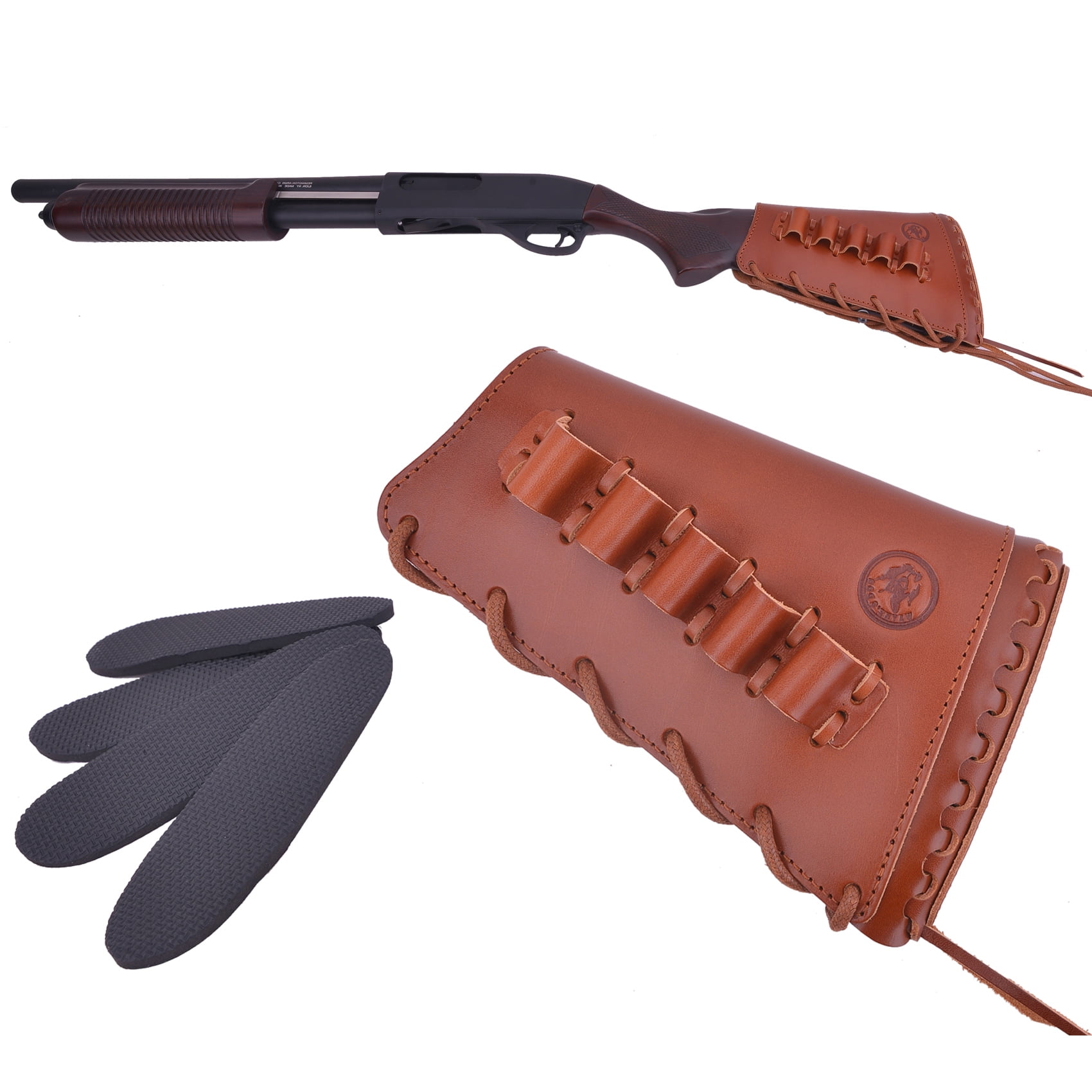 Full Leather Shotgun Buttstock Cover Pad Cartridge Shell Holder for 16 ...