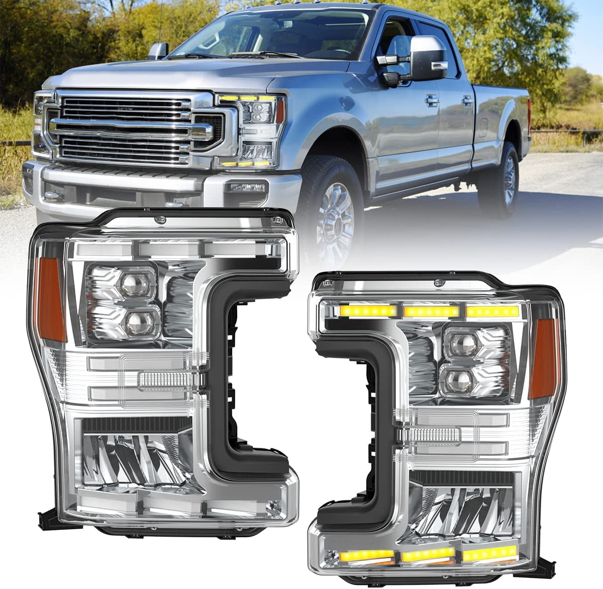 Full Led Headlights Assembly for 2017 2018 2019 Ford F-250/ F-350/ F ...