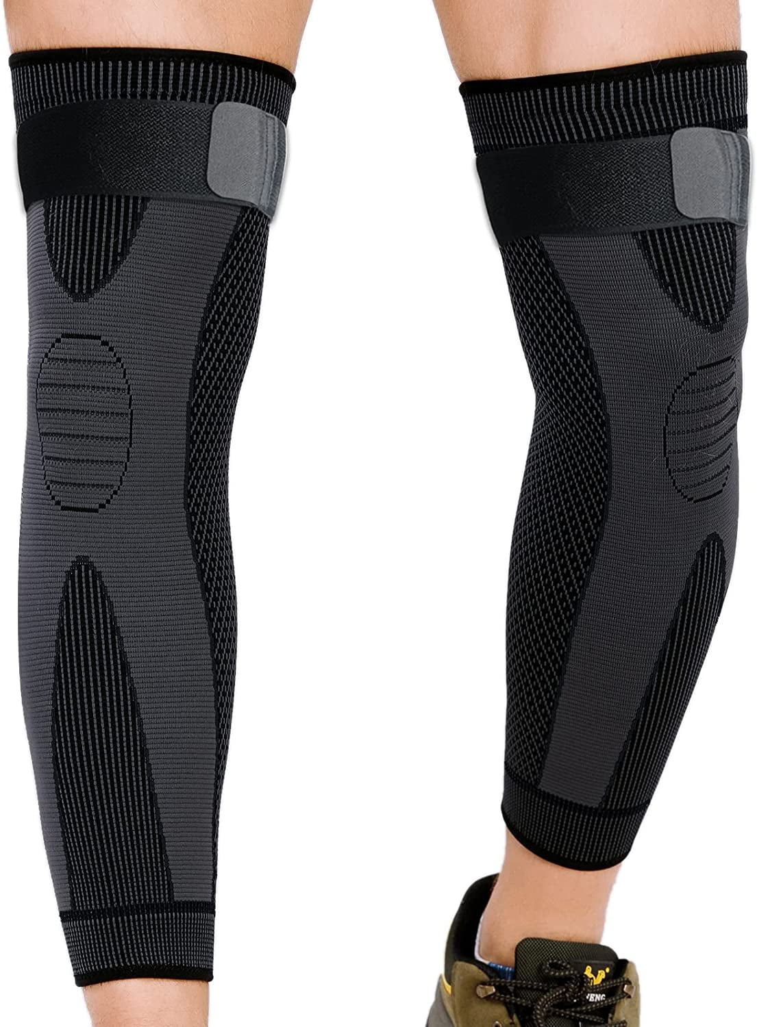 Full Leg Compression Sleeves for Men Women with Elastic Straps Long ...
