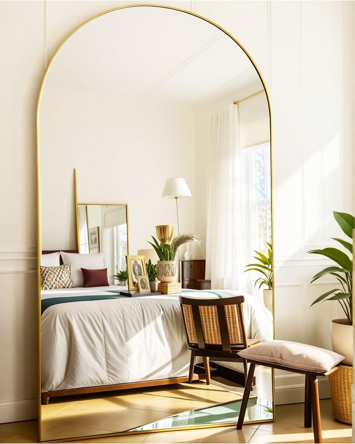 Full Length Floor Mirror - 77x38 Inches Oversized Arched Wall Mirror ...