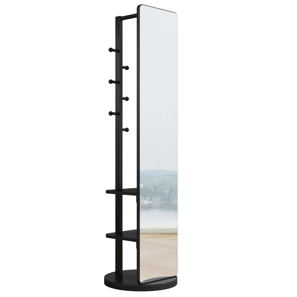 Full Length Mirror, 2-in-1 Wood Floor Mirror and Coat Rack, Modern ...