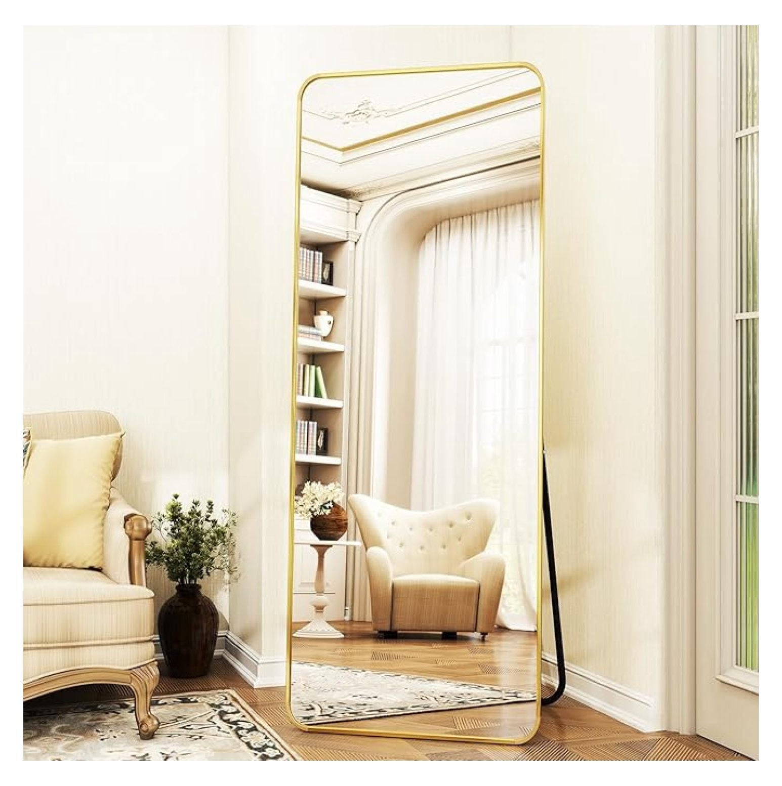 Full Length Mirror 23"x66", Large Floor Mirror with Rectangle Rounded ...