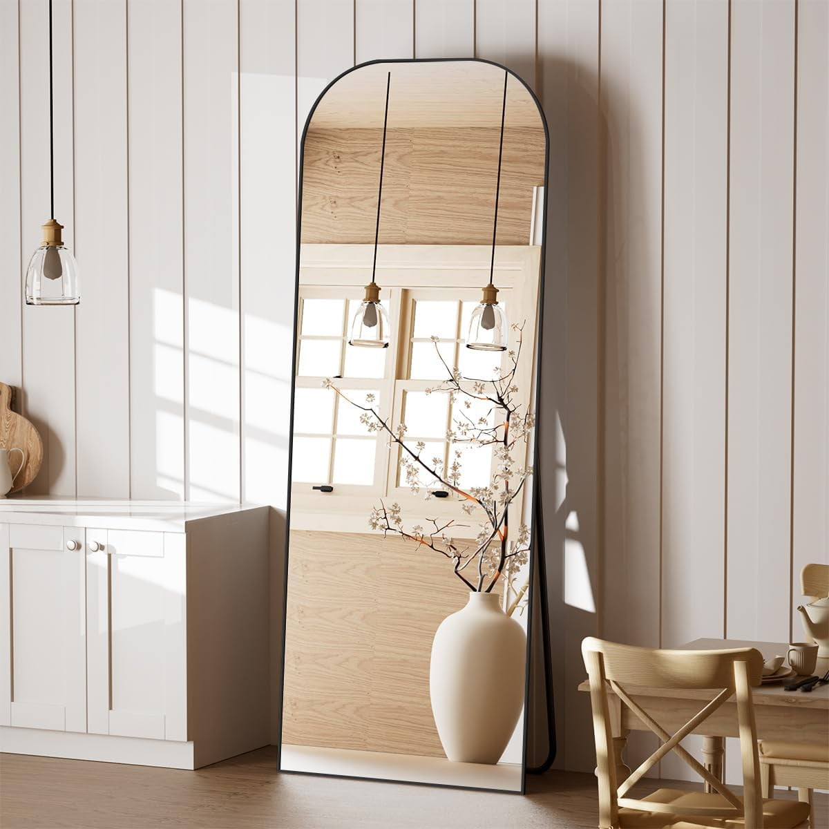Full Length Mirror, 56"x21" Mirror Full Length with Stand, Gold Domed ...