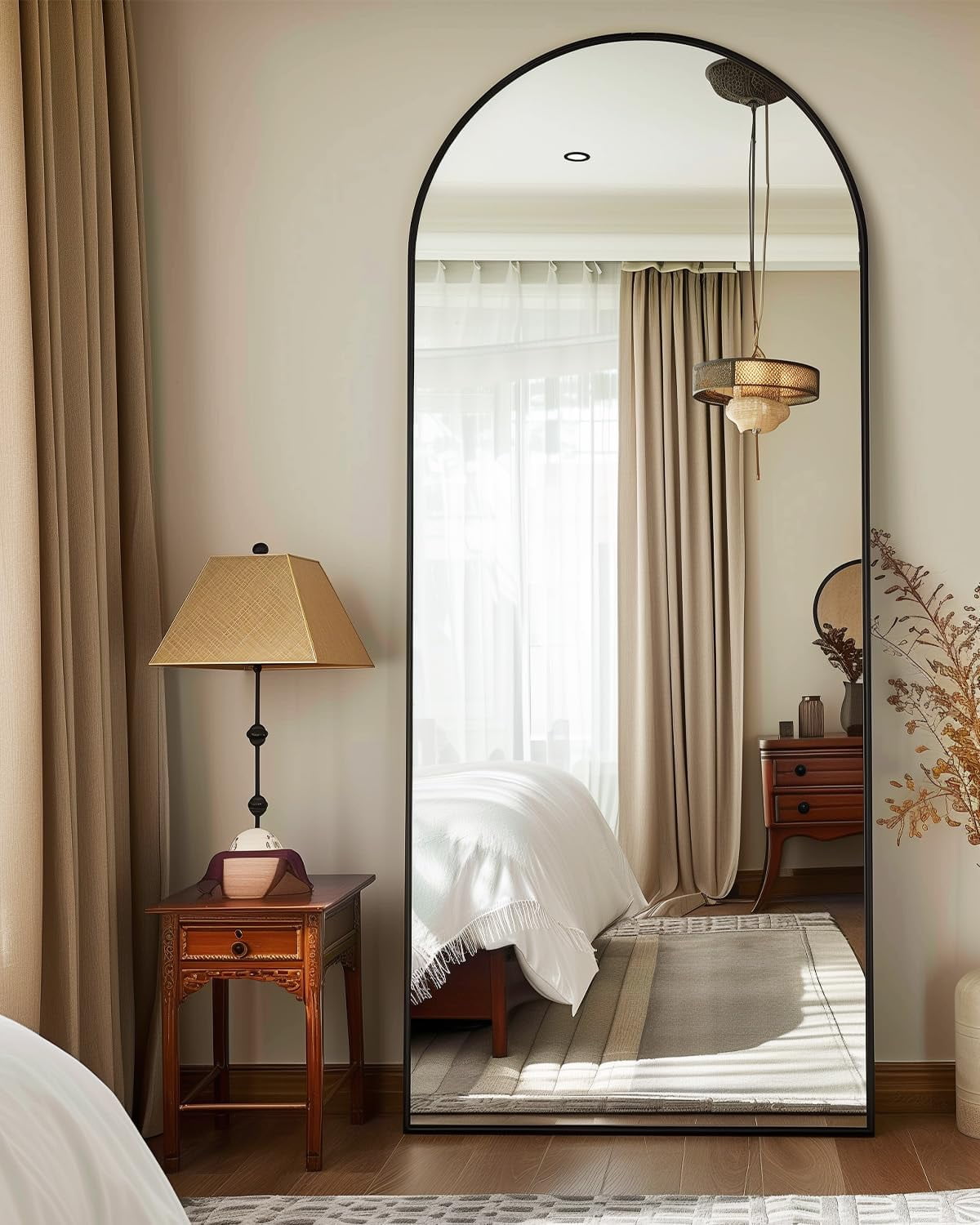 Full Length Mirror, 58"x19" Arched Floor Mirror Freestanding, Oversized ...