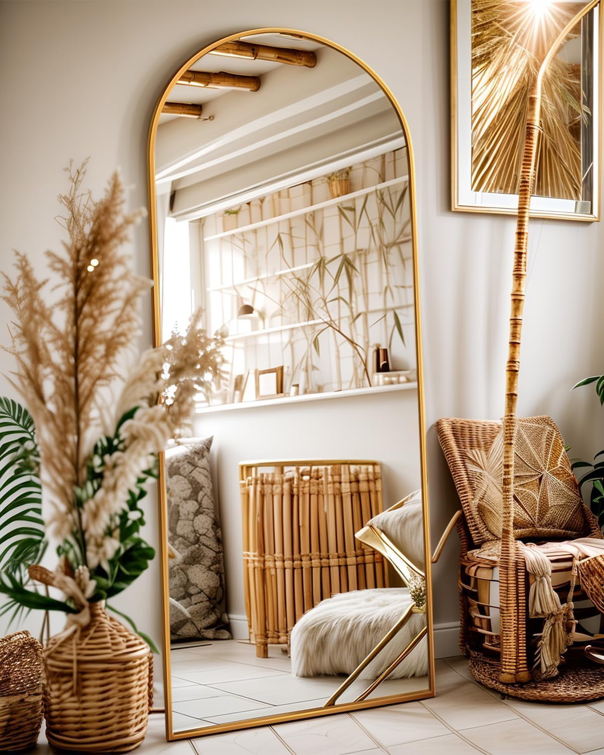 Full Length Mirror, 58"x19" Floor Mirror, Arch Floor Standing Mirror ...