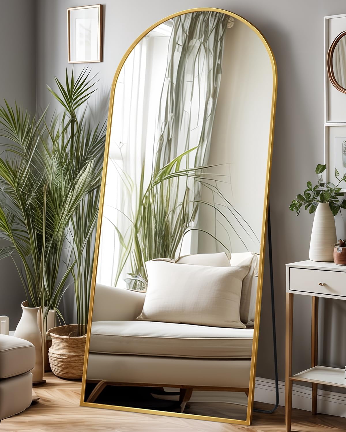Full Length Mirror, 58"x19" Floor Mirror, Arch Floor Standing Mirror ...