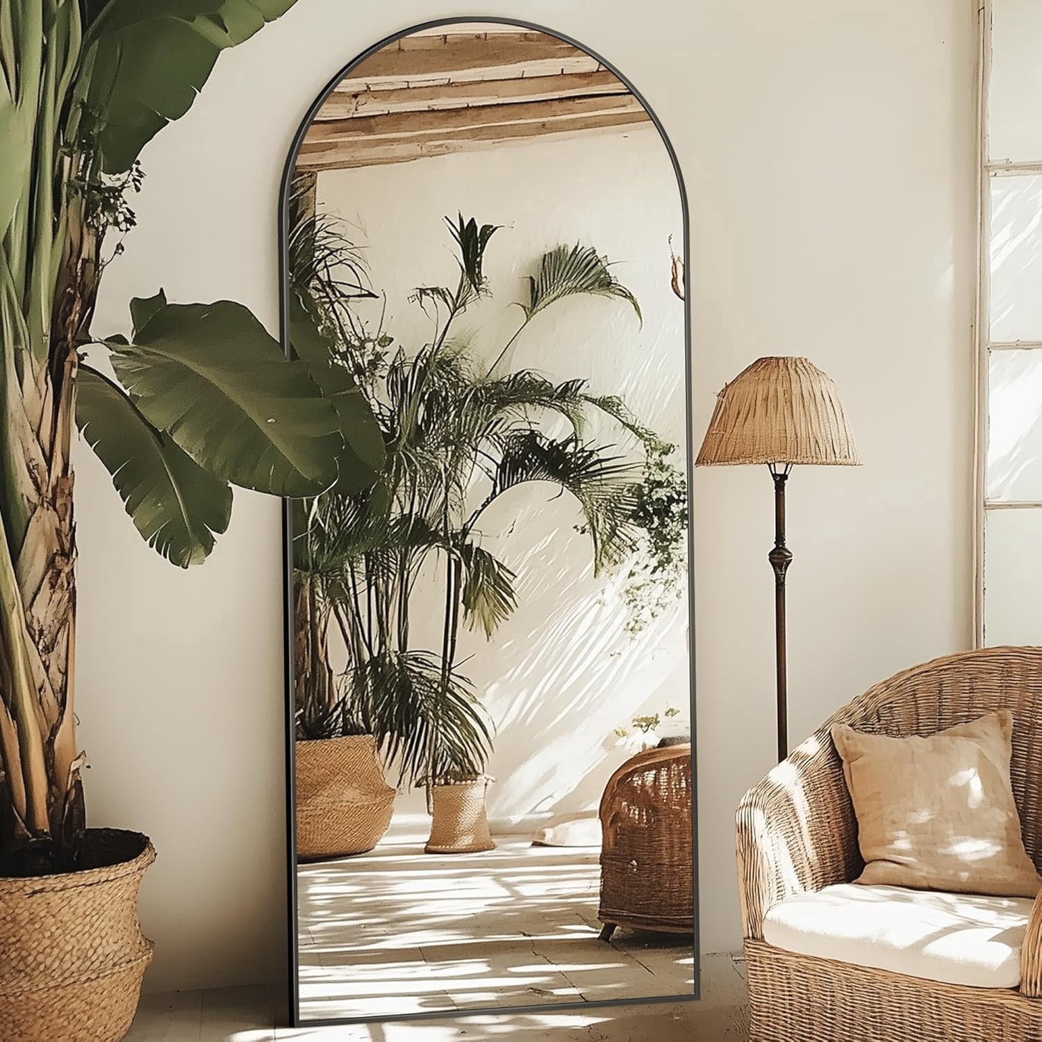 Full Length Mirror, 59"x18" Oversized Arched Mirror Large Standing ...
