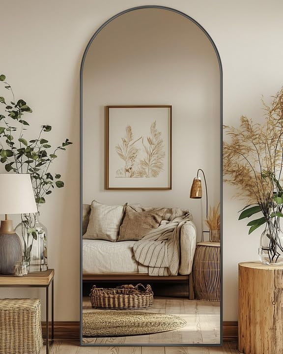 Full Length Mirror, 59"x19" Floor Mirror, Arch Floor Standing Mirror ...