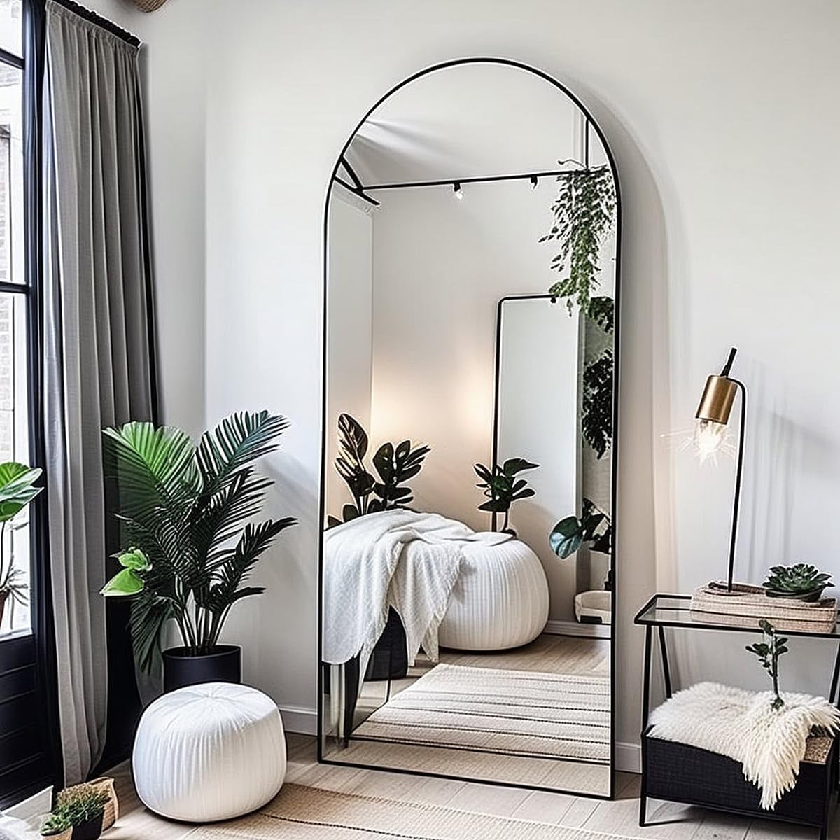 Full Length Mirror, 68"×26" Arched Floor Mirror with Stand, Standing ...