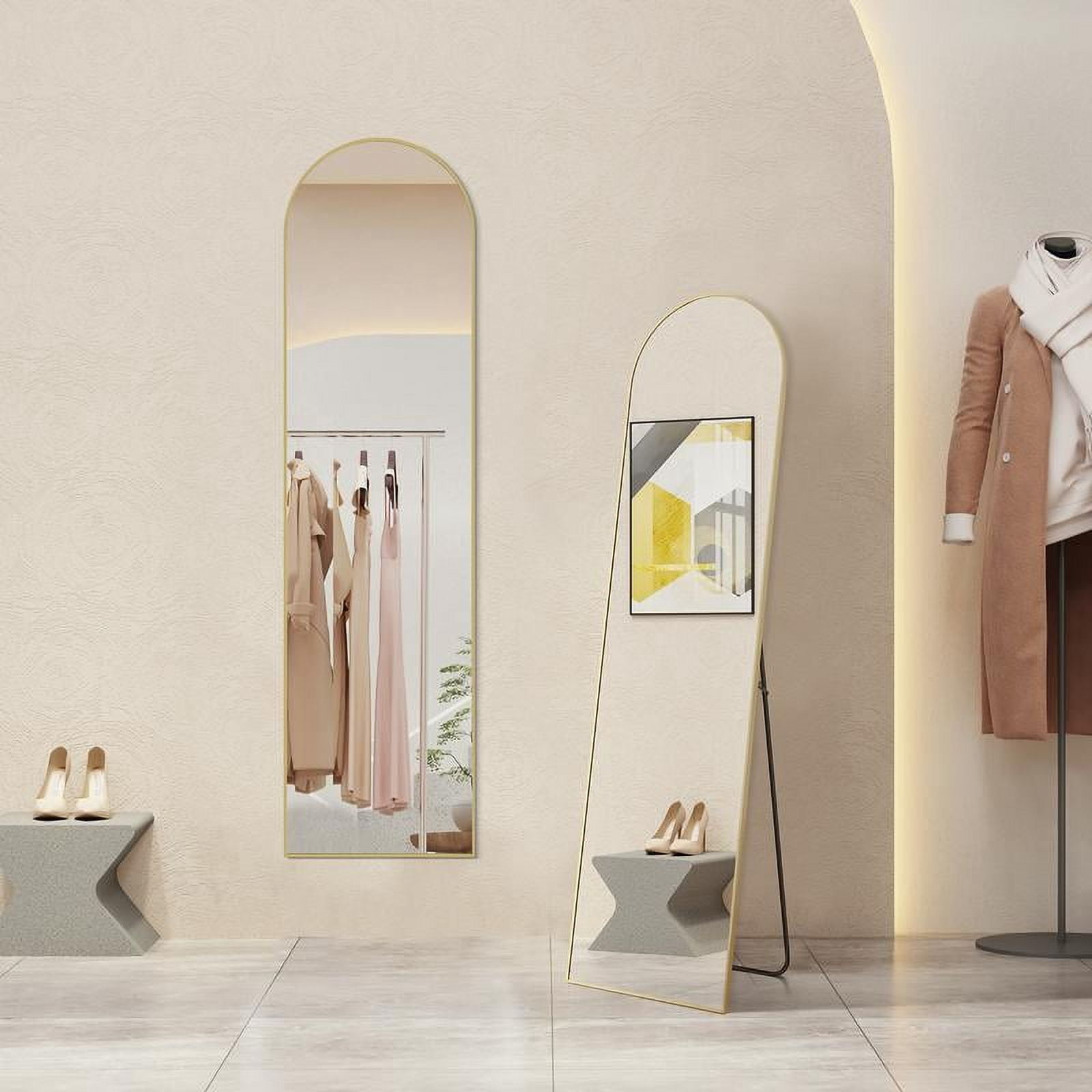 Full Length Mirror, Floor Standing Mirror with Stand, Wall Aluminum ...