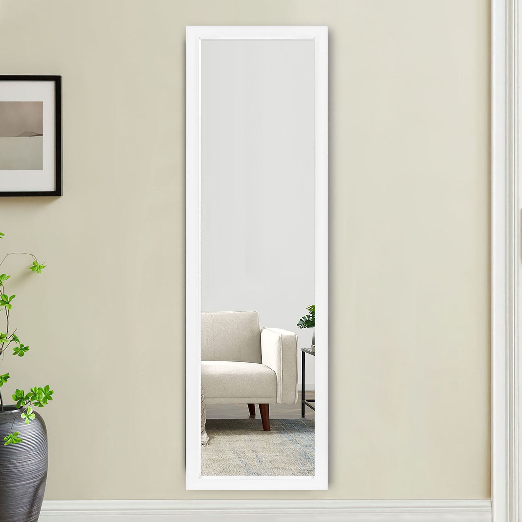 Full Length Mirror Floor Wall Mounted Leaning Hanging Rectangle White ...