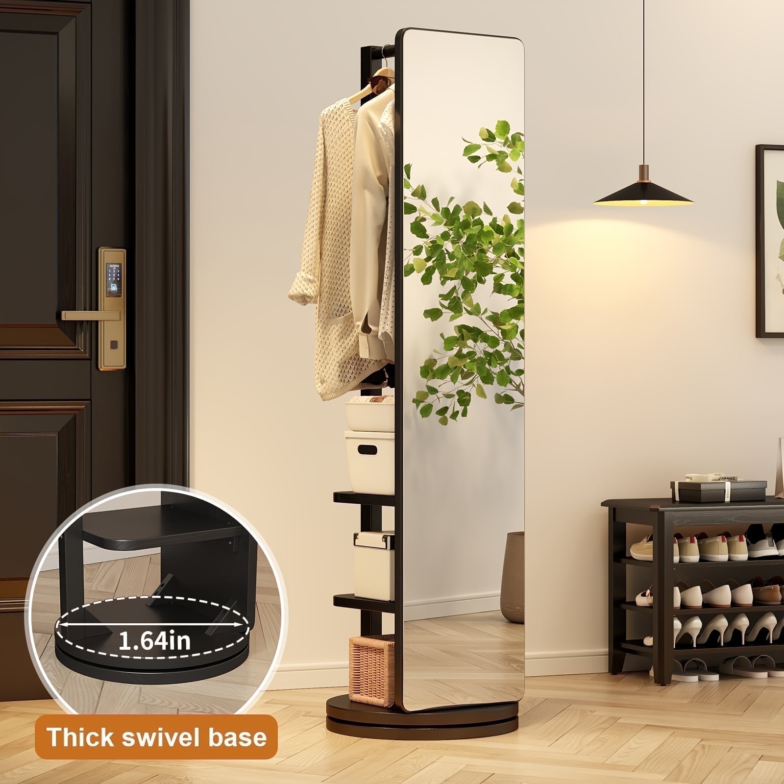 KASLANDI Full Length Mirror Stand , Solid Wood Full Body Mirror with ...
