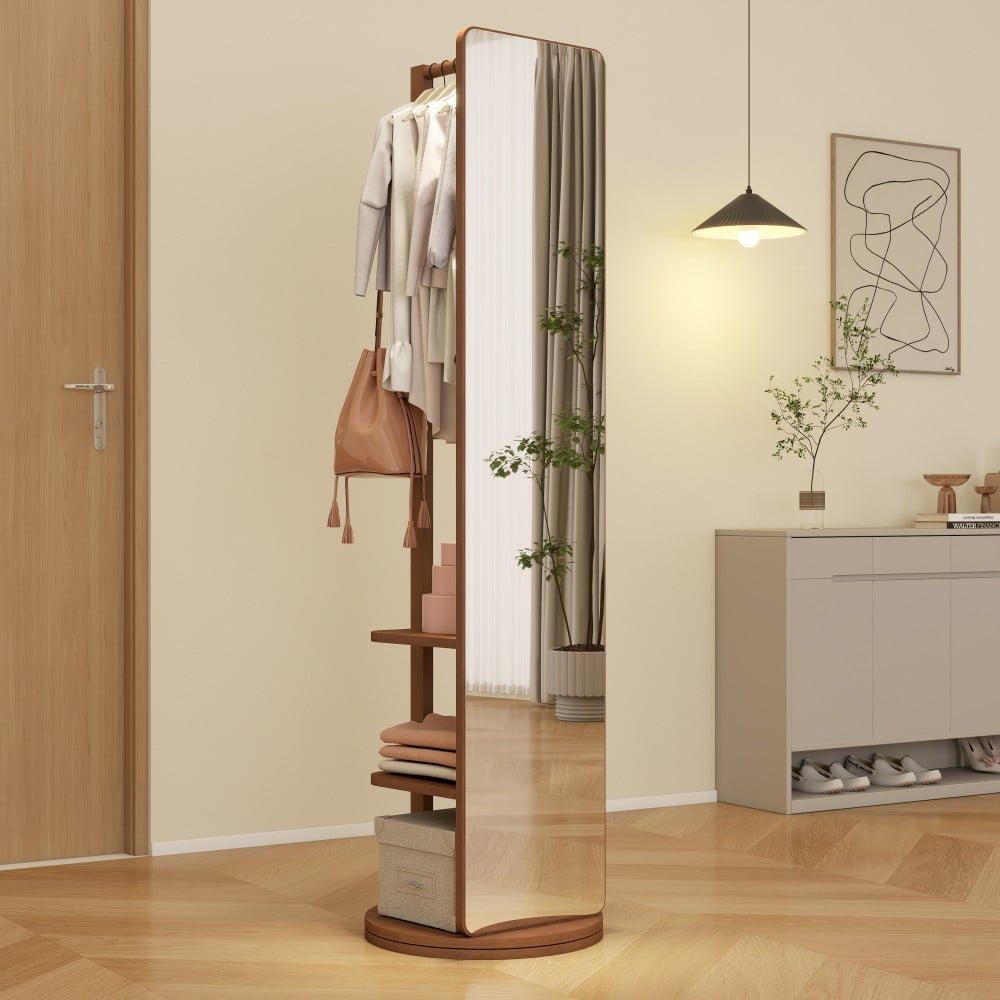 Full Length Mirror,Full Body Mirror Solid Wood Floor Mirror With Coat ...