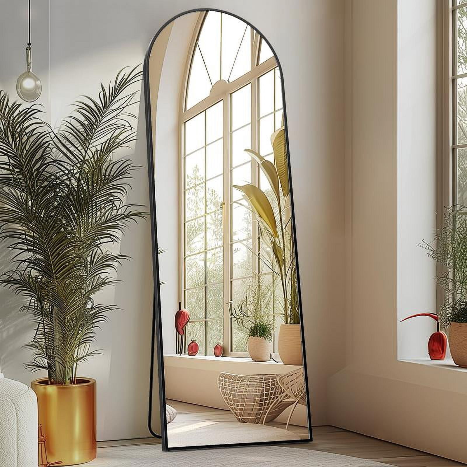 Full Length Mirror Full Body Mirror Top Rounded Corner Aluminum Frame ...