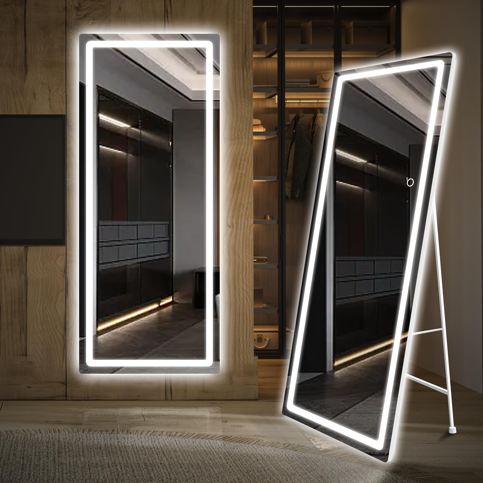 Full Length Mirror with LED Lights, 67" x 24" Full Body Mirror, Free ...