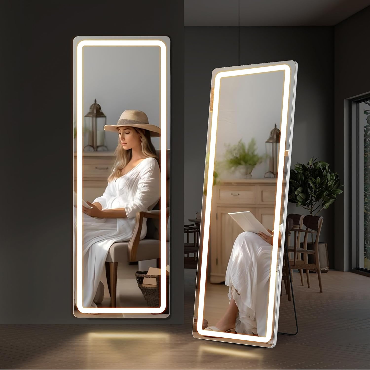 Full Length Mirror with Lights, 64"x21" LED Lighted Full Body Mirror ...