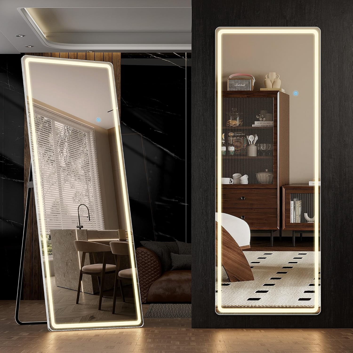 Full Length Mirror with Lights, 71" x 26" LED Floor Mirrors, Full ...