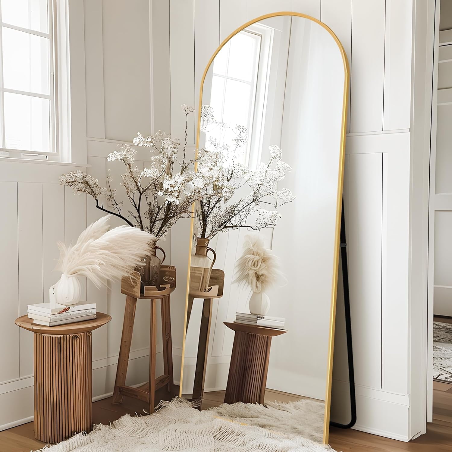 Full Length Mirror with Stand, 56"x19" Aluminum Alloy Frame Floor ...