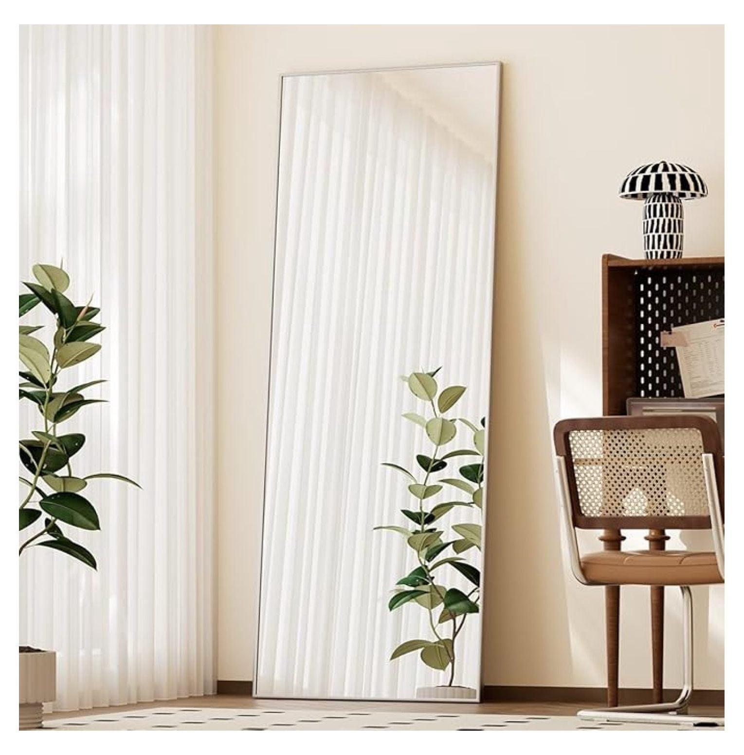Full Length Mirror with Stand, 56"x21" Floor Mirror with Aluminum Alloy ...