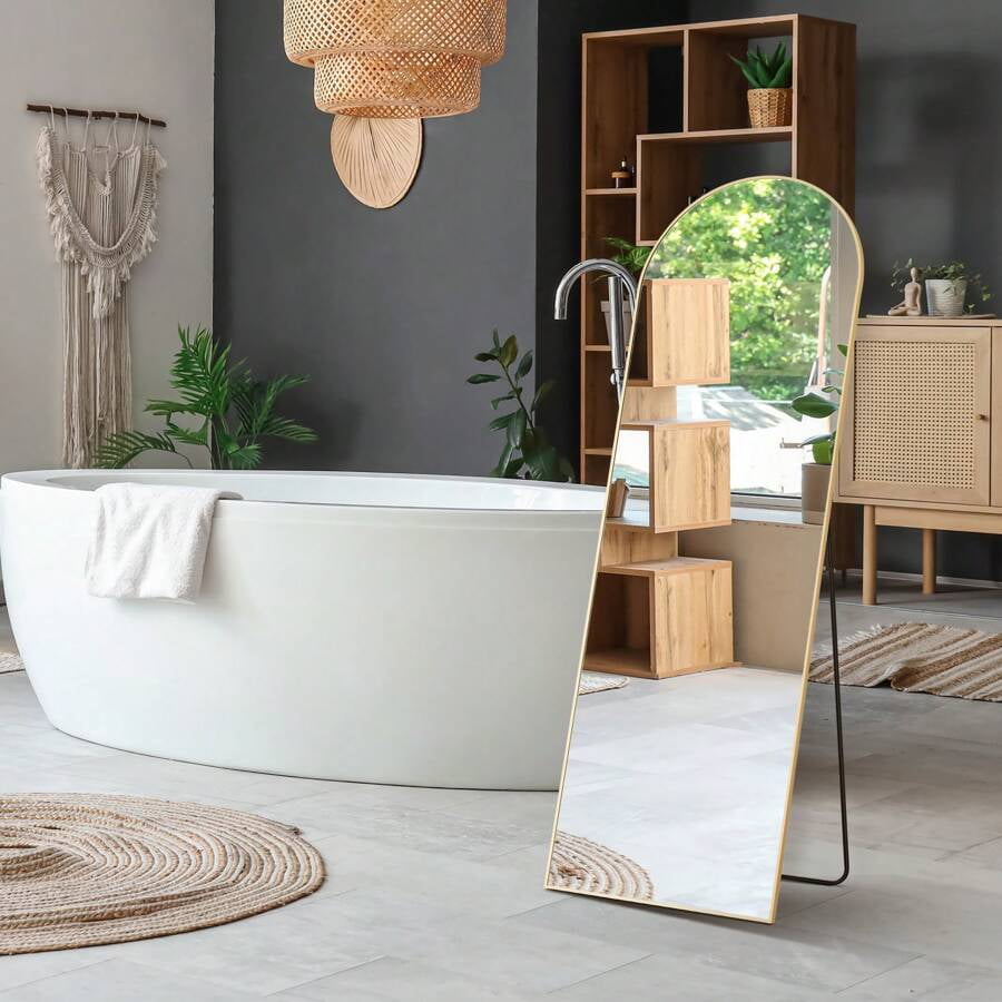 Full Length Mirror With Stand, 64"X21" Floor Mirror With Aluminum Alloy ...