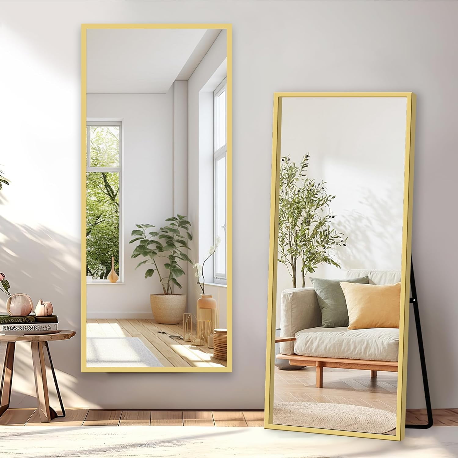 Full Length Mirror with Stand, 64"x21" Full Body Mirror with Aluminum ...