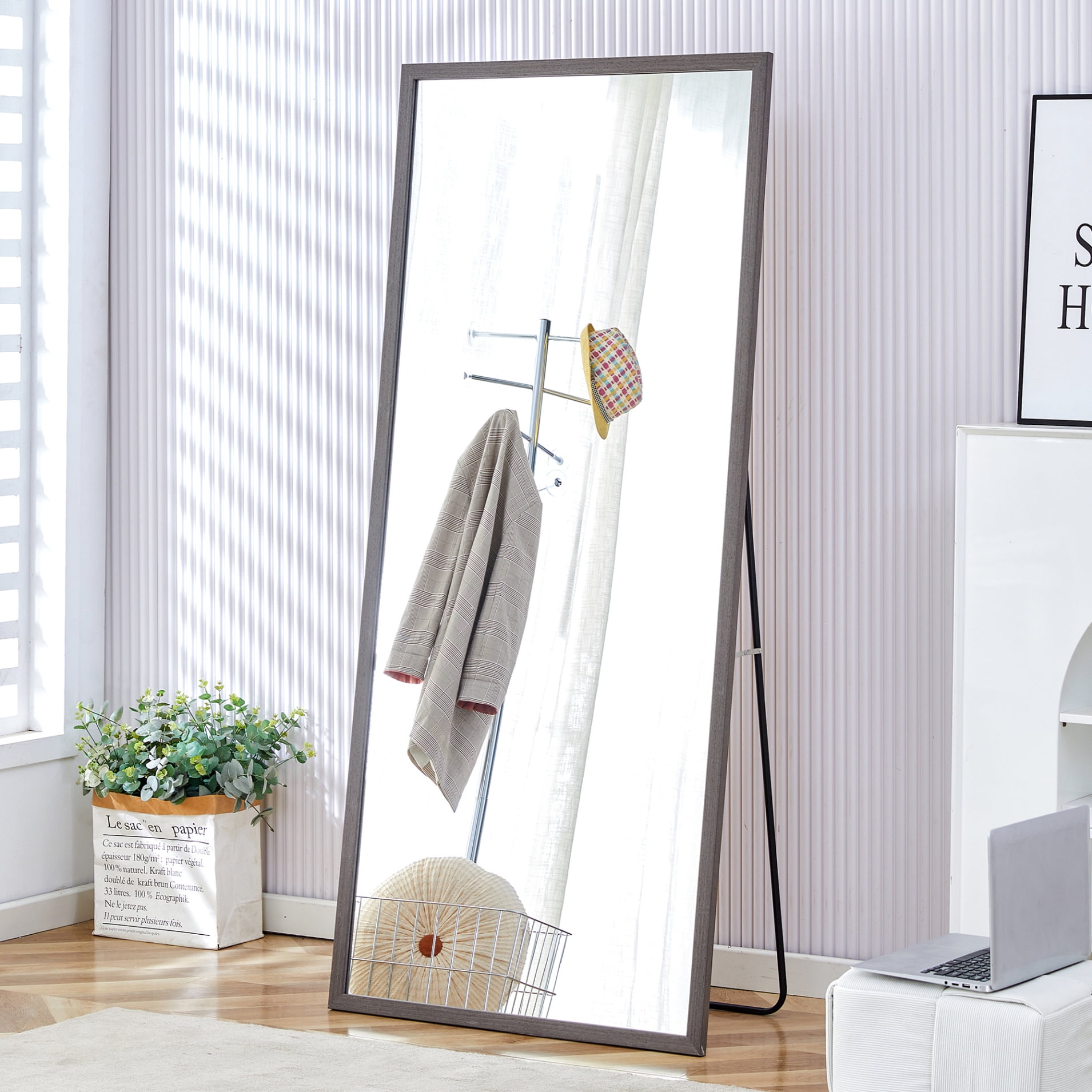 Full Length Mirror with Stand, 71 "* 31.5" Solid Wood Frame Floor ...