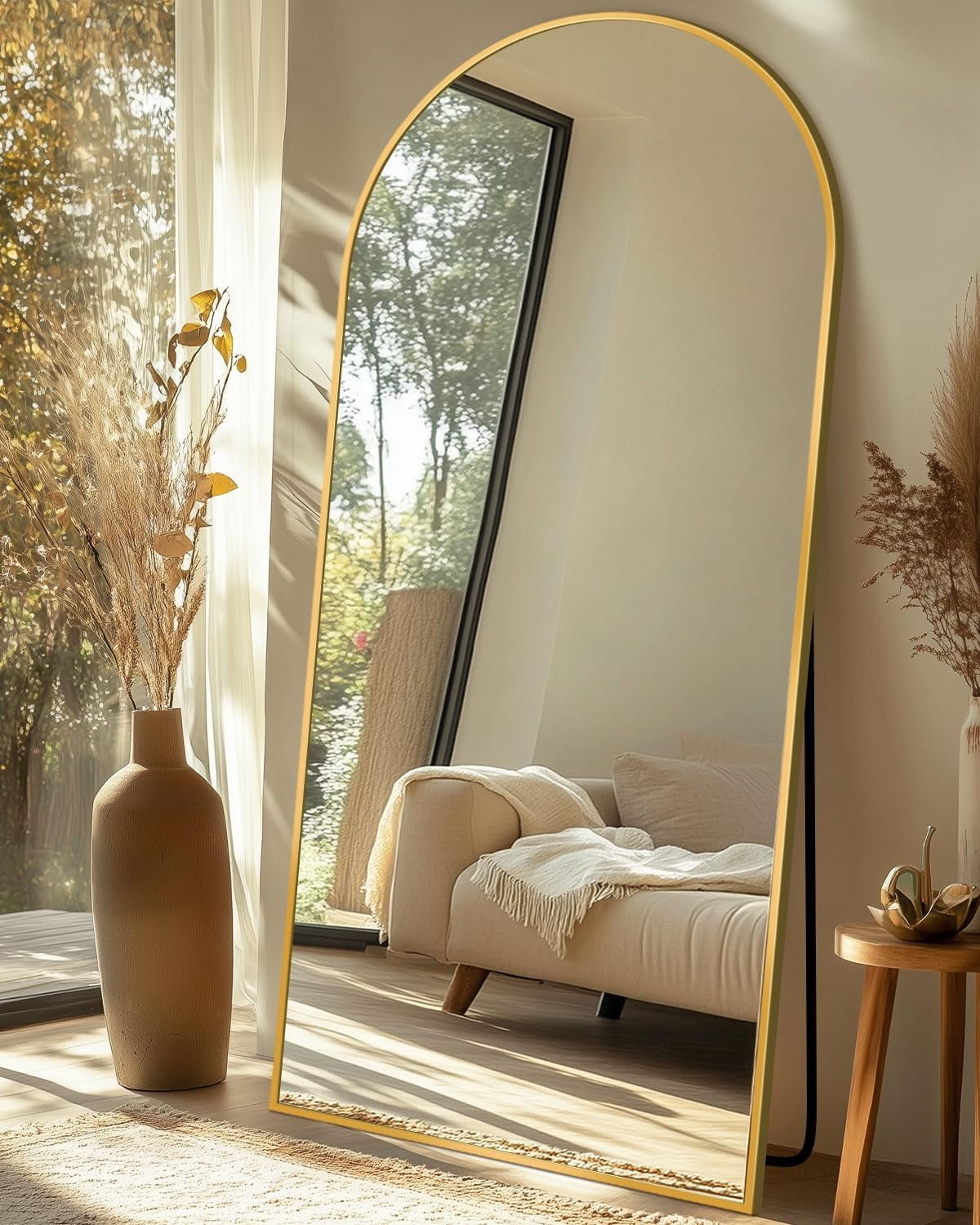 Full Length Mirror with Stand, 71"x28" Arched Full Body Large Stand Up ...