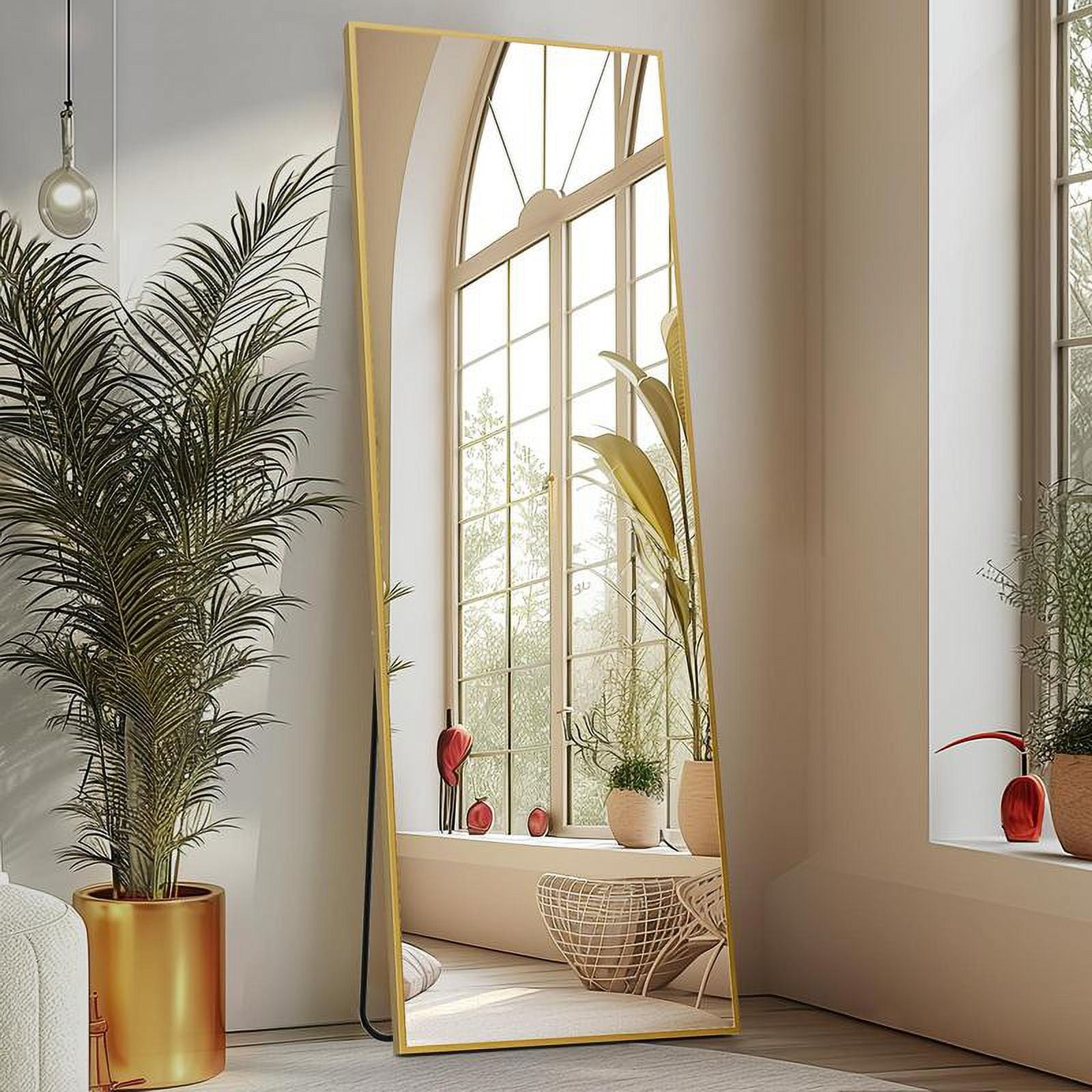 Full Length Mirror with Stand - Aluminum Alloy Frame Full Body Mirror ...