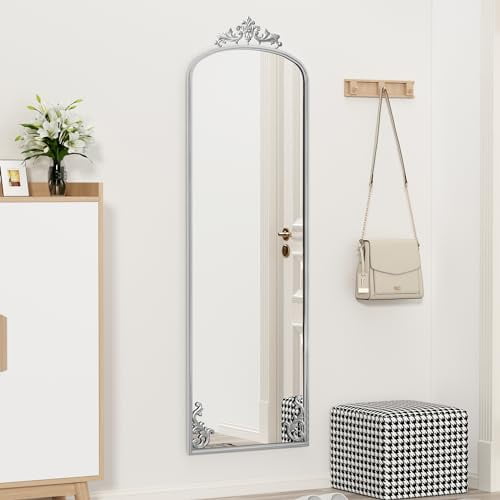 Full Length Mirror with Stand, Full Body Floor Mirror with Silver ...
