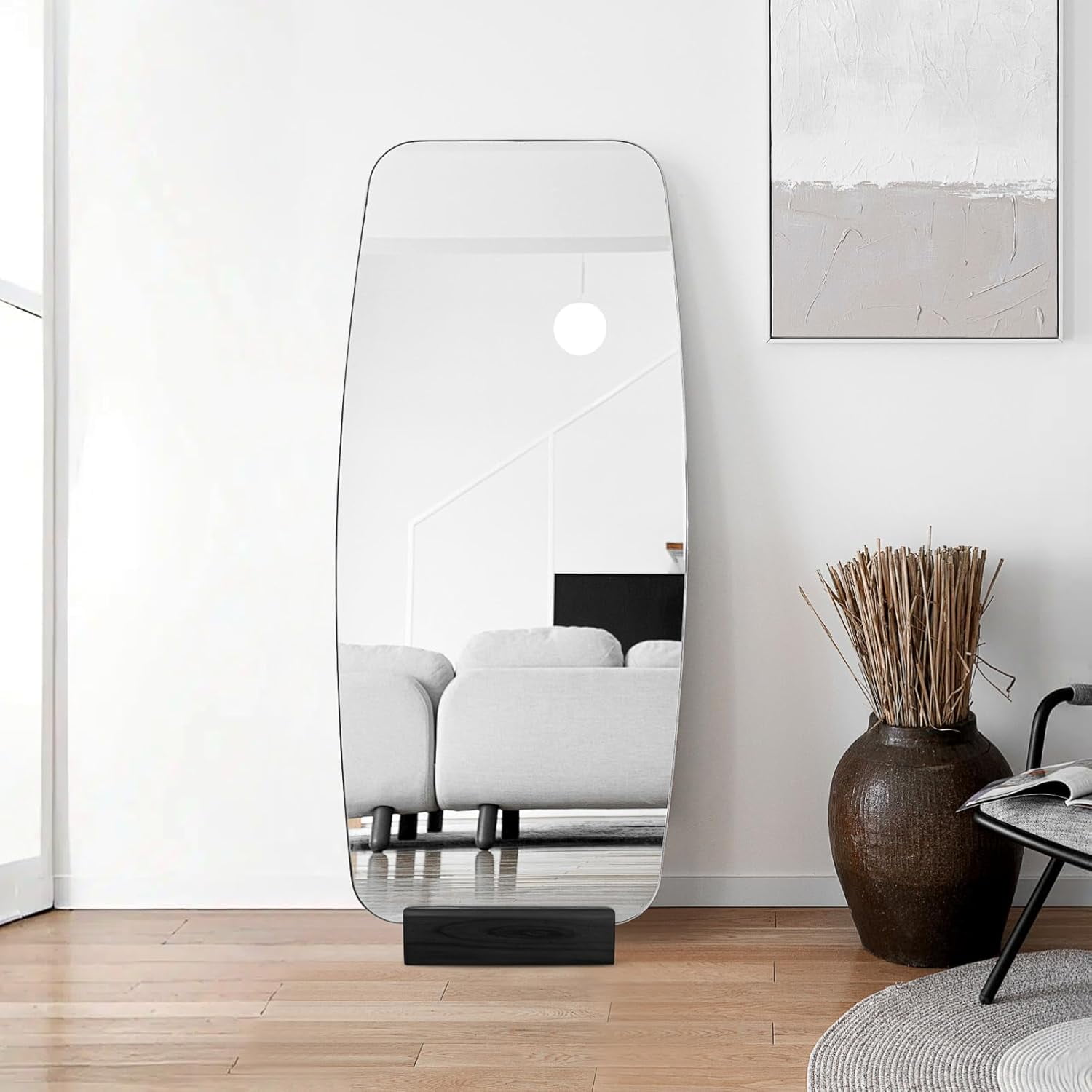 Full Length Mirror Stand Holder Wooden Floor Mirror Stand Anti-Skid ...