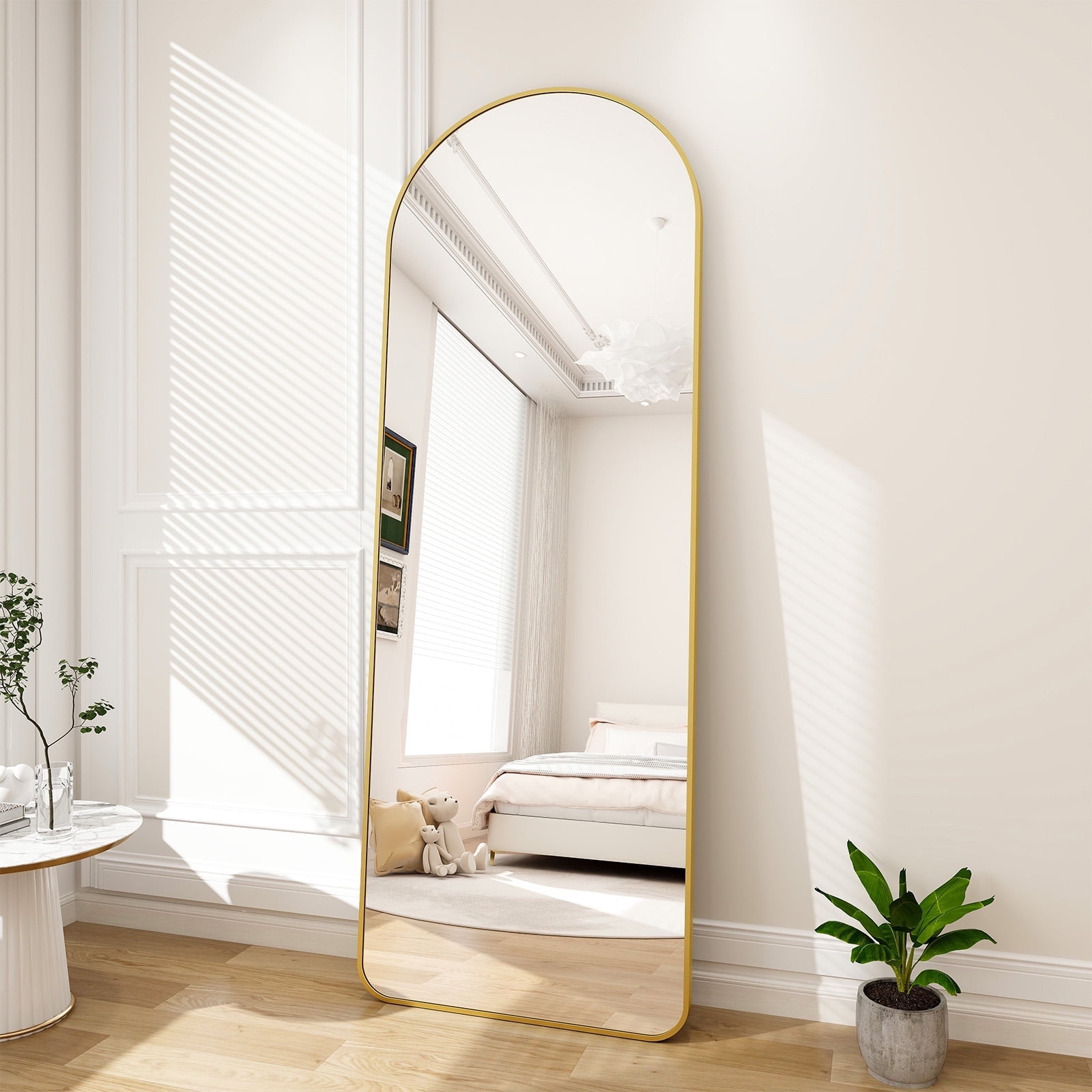 "65""x22"" Gold Full Length Mirror; Rounded Arch for Modern Bedroom ...