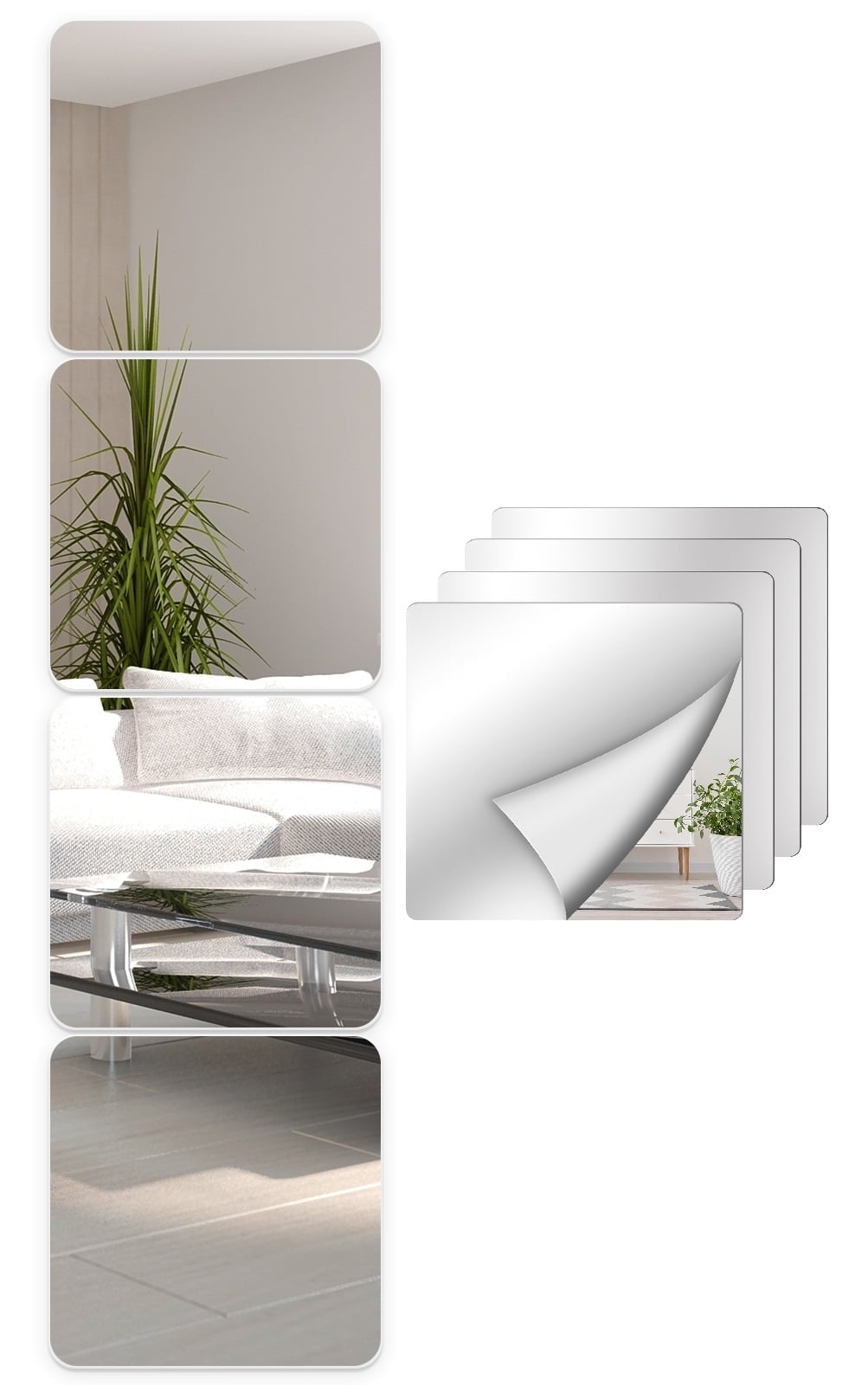 Full Length Wall Mirror , Acrylic Square Mirror Sticker for Wall ...