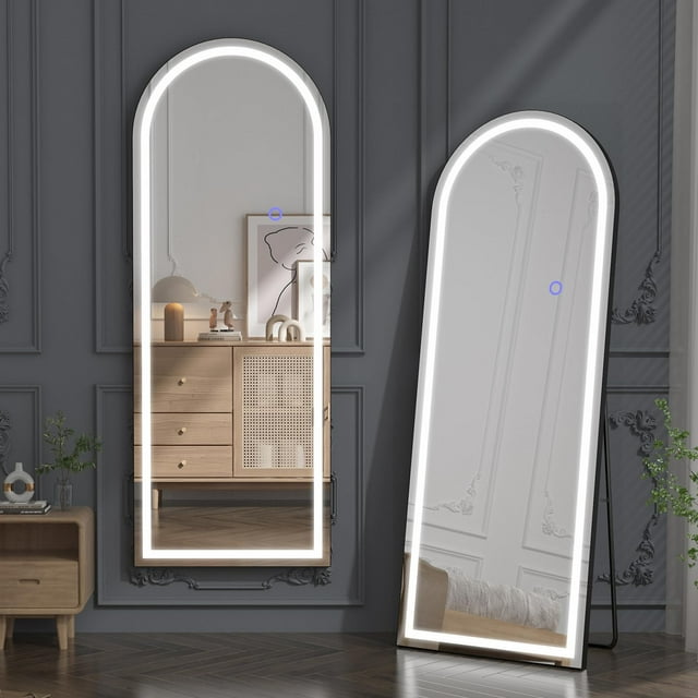 Full Length Mirror with Lights,Floor Mirror, Standing Lighted Mirror ...